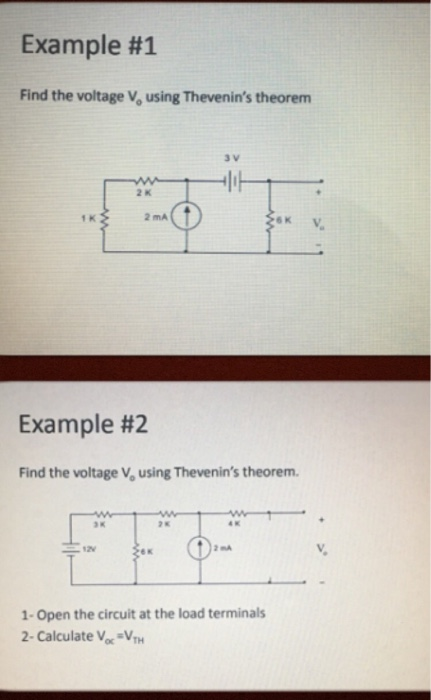 Solved Example #1 Find the voltage V, using Thevenin's | Chegg.com