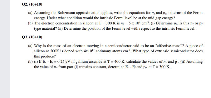 Solved Q2. (10+10) (a) Assuming the Boltzmann approximation | Chegg.com