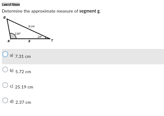 Solved Law of SinesDetermine the approximate measure of | Chegg.com