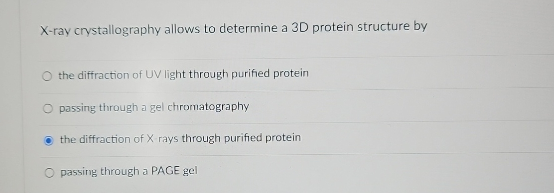 Solved X-ray crystallography allows to determine a 3D | Chegg.com