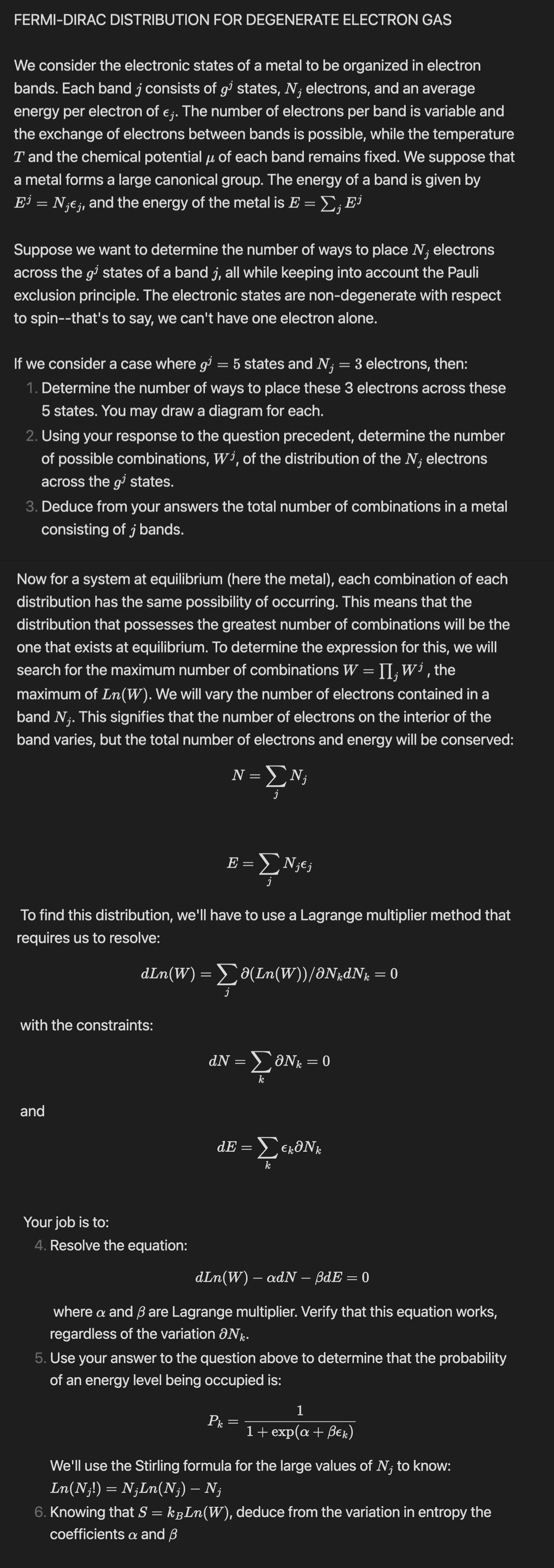 Solved FERMI-DIRAC DISTRIBUTION FOR DEGENERATE ELECTRON | Chegg.com