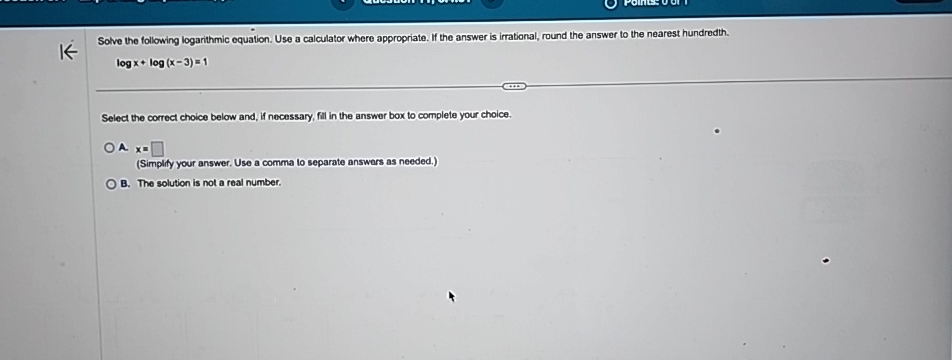Solved Solve the following logarithmic equation. Use a | Chegg.com