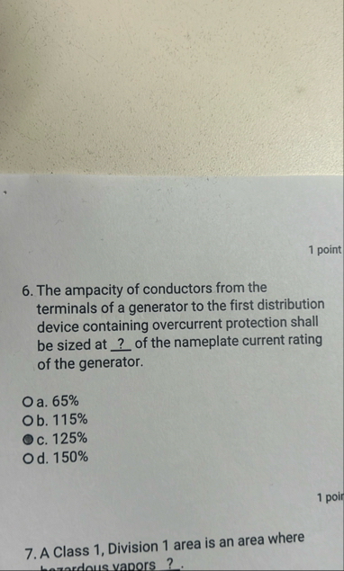 Solved 1 ﻿point6. ﻿The ampacity of conductors from the | Chegg.com