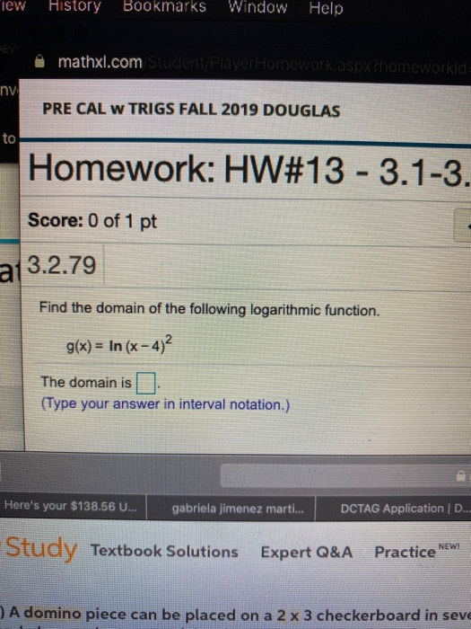 Solved 'iew History Bookmarks Window Help mathxl.com Student | Chegg.com