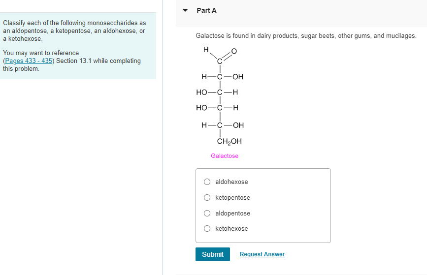 Solved Part AClassify each of the following monosaccharides | Chegg.com
