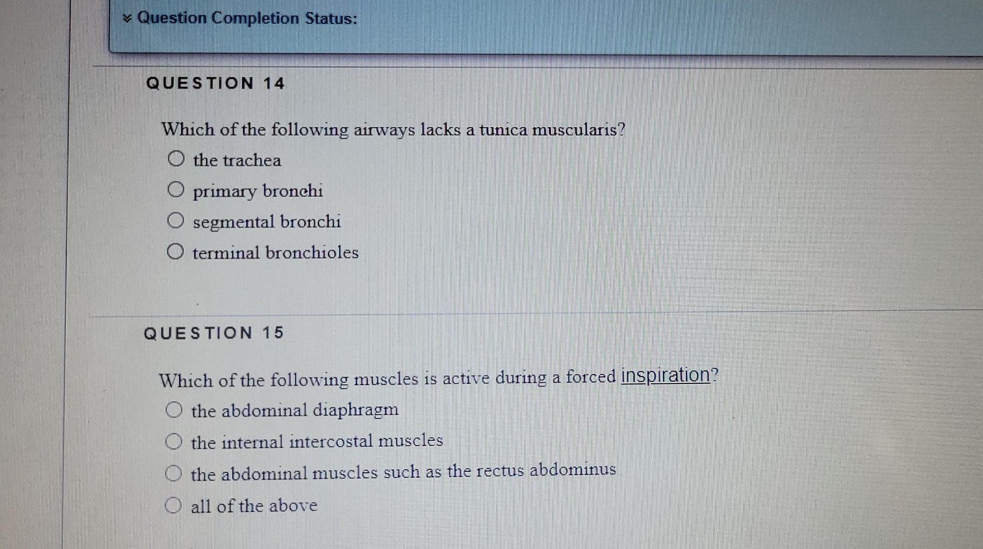 Solved Question Completion Status: QUESTION 14 Which of the | Chegg.com