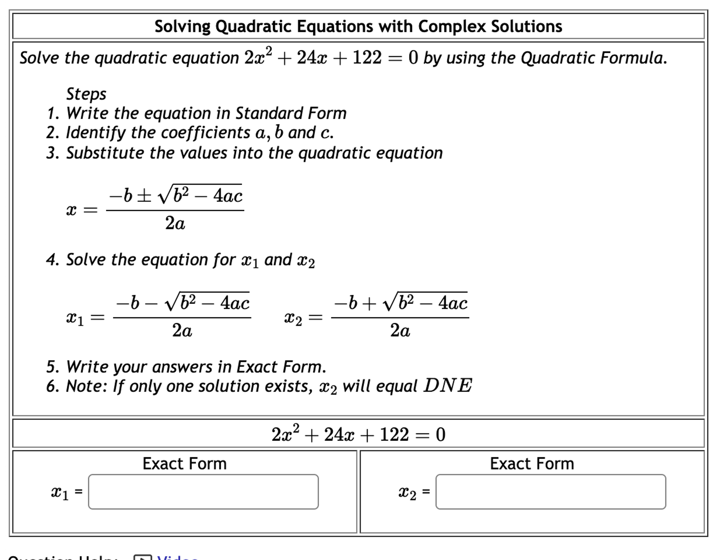 Solved Solving Quadratic Equations with Complex | Chegg.com