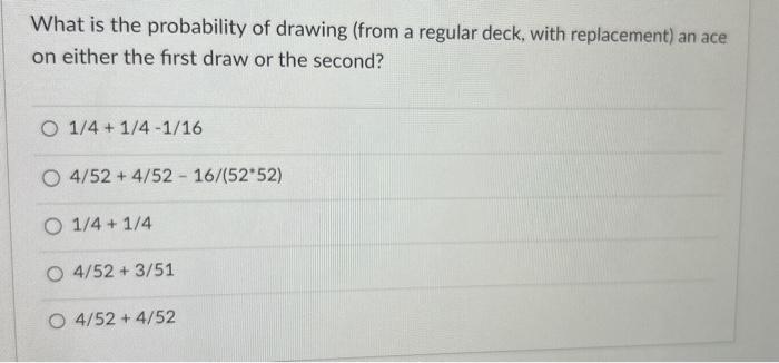 Solved What is the probability of drawing (from a regular | Chegg.com
