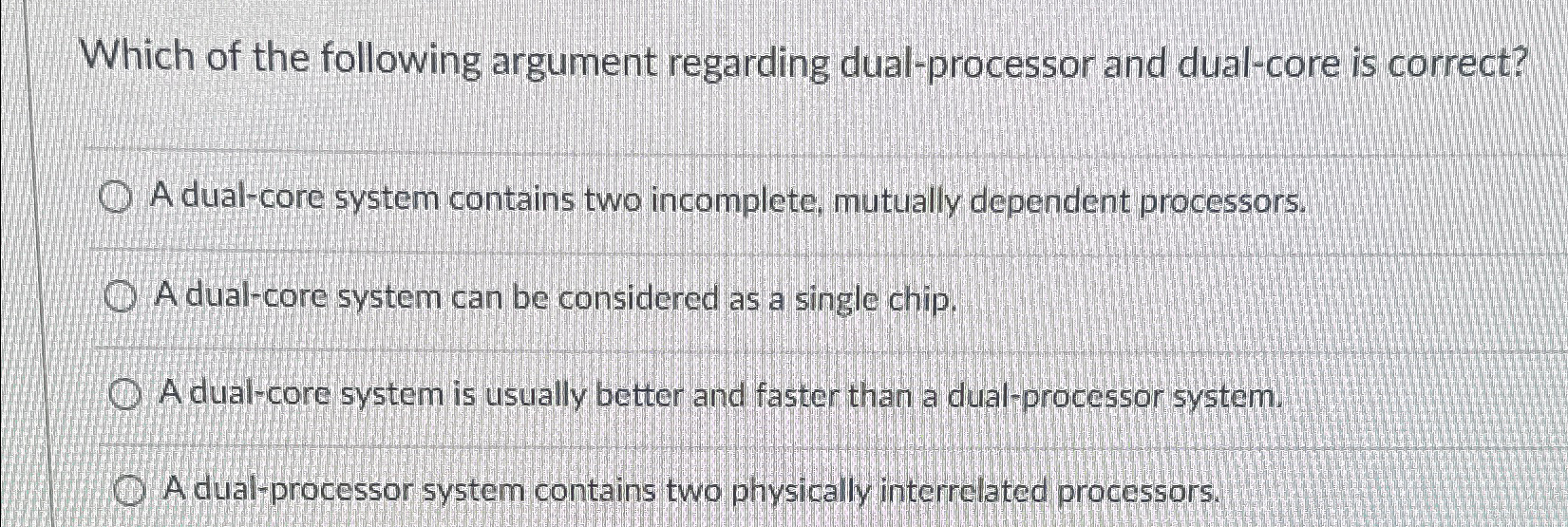 Solved Which of the following argument regarding | Chegg.com