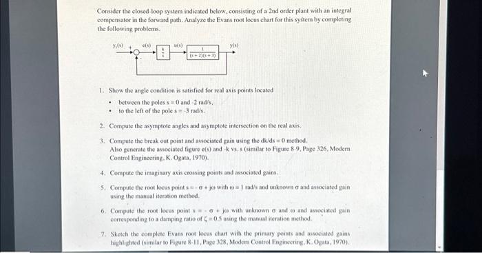 Solved Consider the closed-loop system indicated below, | Chegg.com