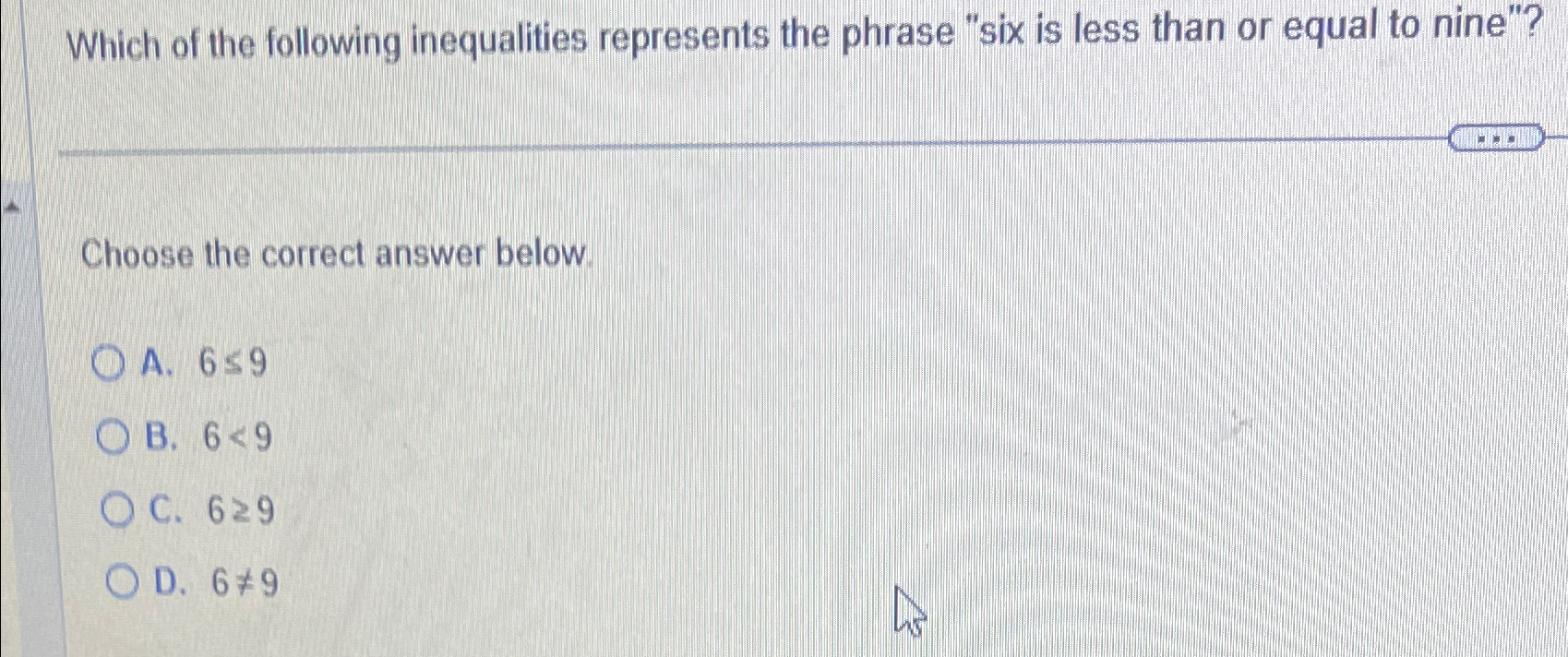 Solved Which of the following inequalities represents the | Chegg.com