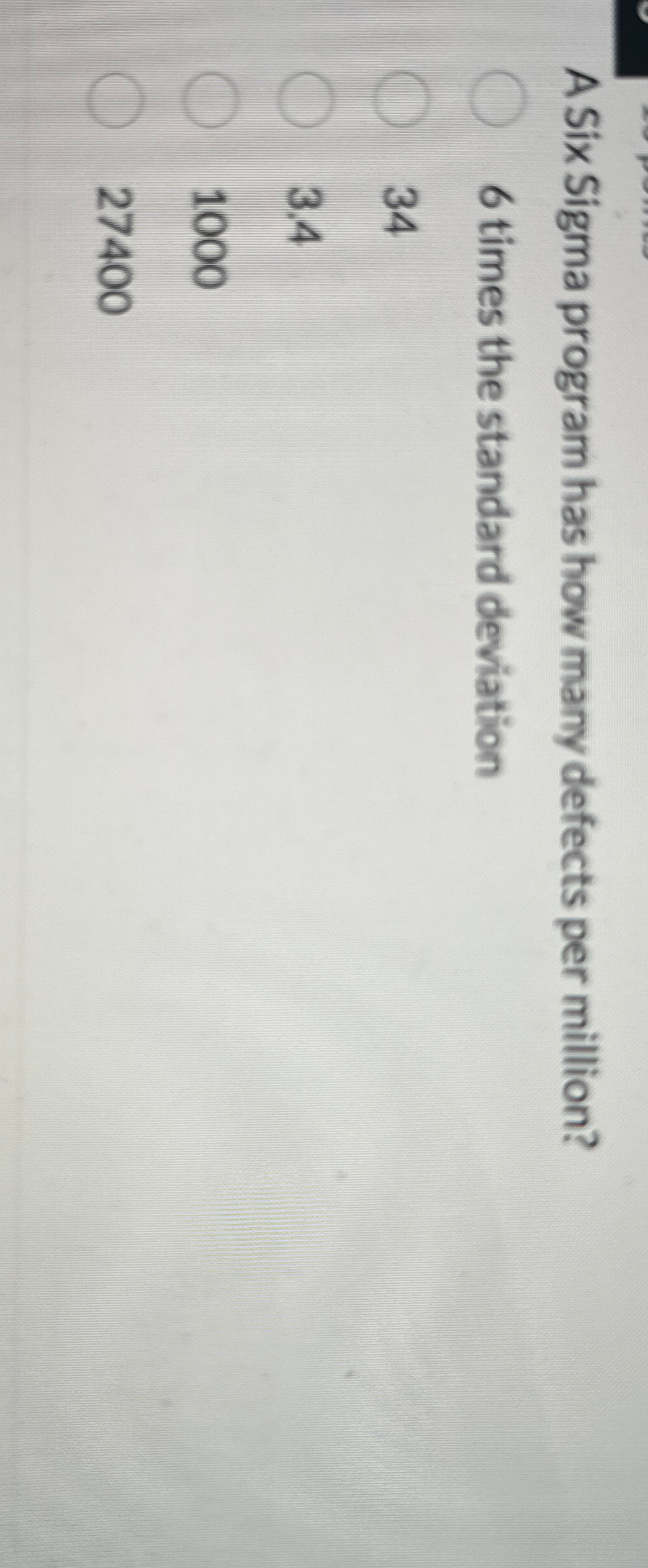 Solved A Six Sigma program has how many defects per | Chegg.com