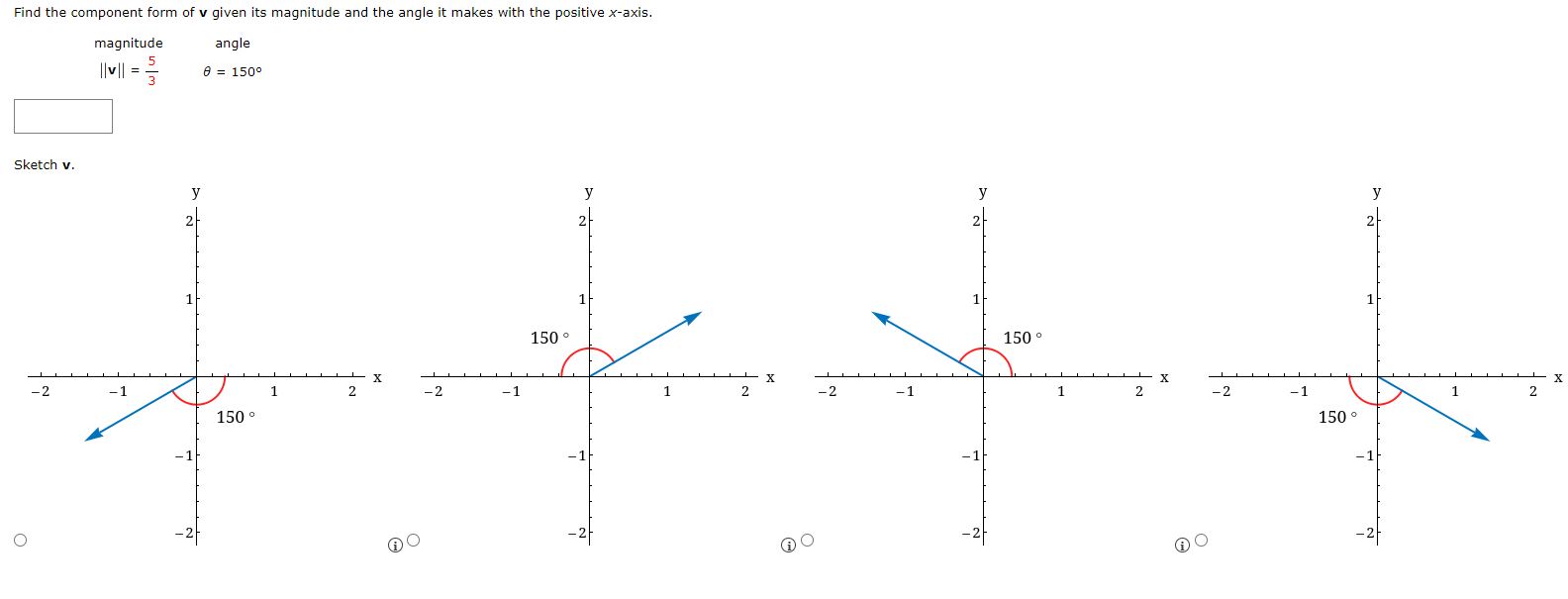 Solved Find the component form of v ﻿given its magnitude and | Chegg.com