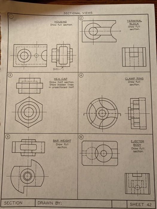 Solved SECTIONAL VIEWS HOUSING Drow full section TERMINAL | Chegg.com