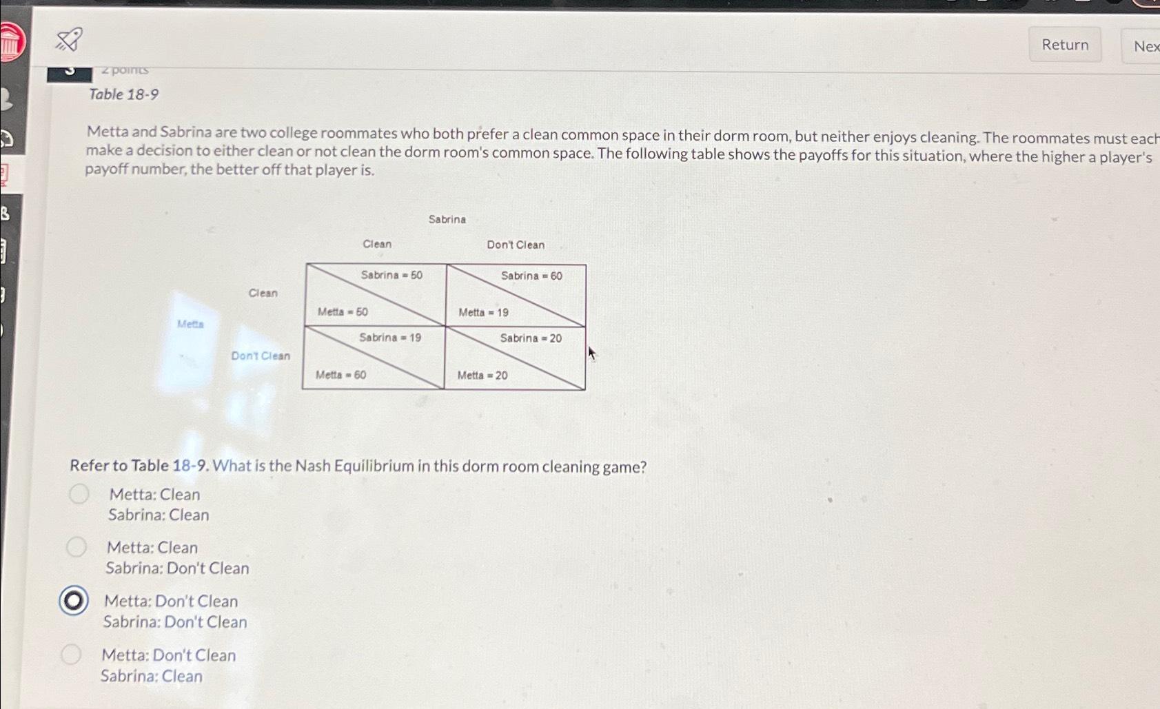 Solved zpoinesTable 18-9Metta and Sabrina are two college | Chegg.com