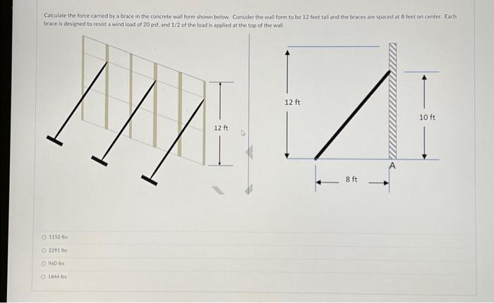 Solved Calculate the force carried by a brace in the | Chegg.com