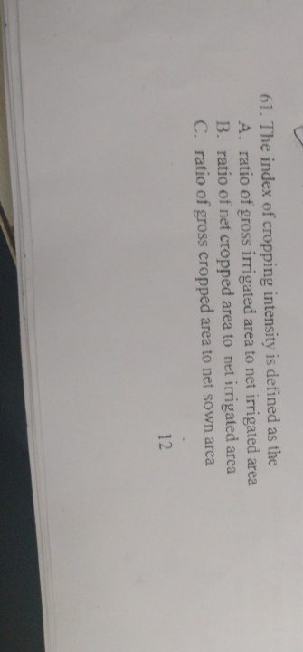 Solved The index of cropping intensity is defined as theA. | Chegg.com