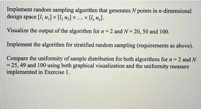 Implement Random Sampling Algorithm That Generates N 