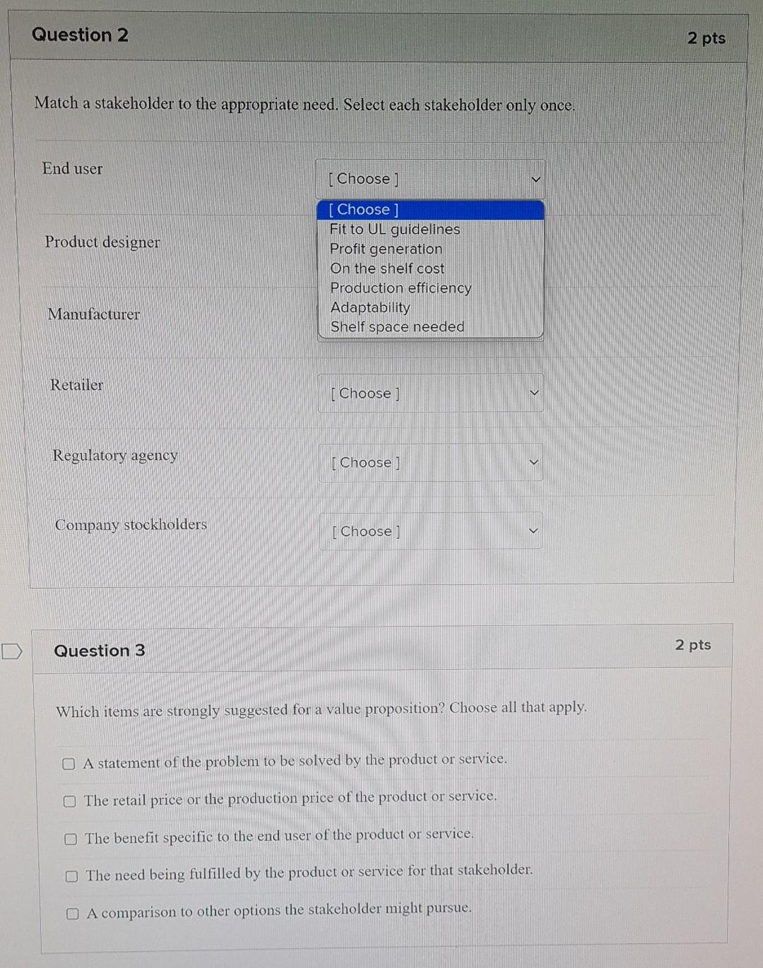 Solved Match a stakeholder to the appropriate need. Select | Chegg.com