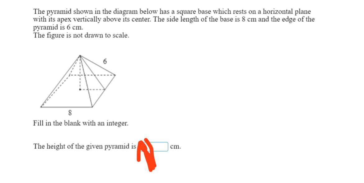 Solved The pyramid shown in the diagram below has a square | Chegg.com
