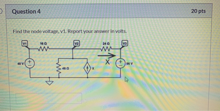 Solved Question 4 20 pts Find the node voltage, v1. Report | Chegg.com