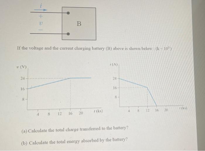 Solved If the voltage and the current charging battery (B) | Chegg.com