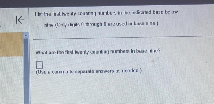 Solved List the first twenty counting numbers in the | Chegg.com