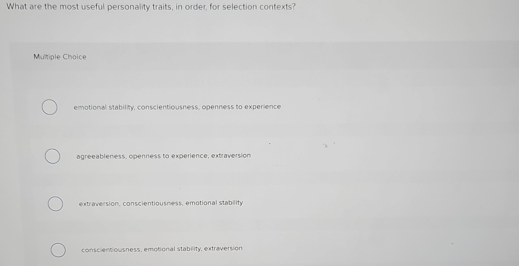 Solved What are the most useful personality traits, in | Chegg.com