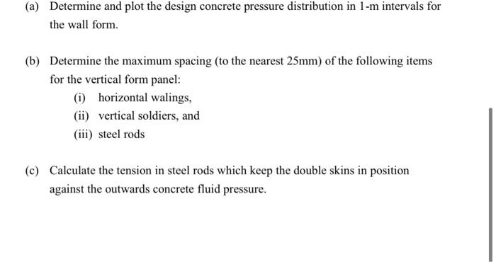 Solved A wall form panel is to be designed for casting a | Chegg.com