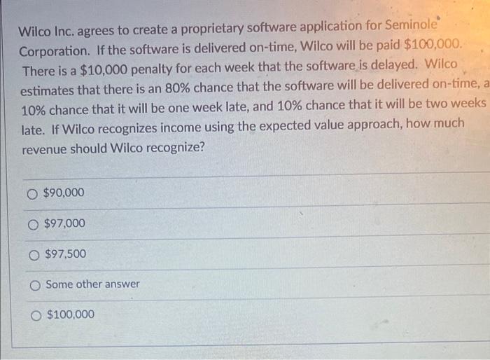 Solved Wilco Inc. agrees to create a proprietary software | Chegg.com
