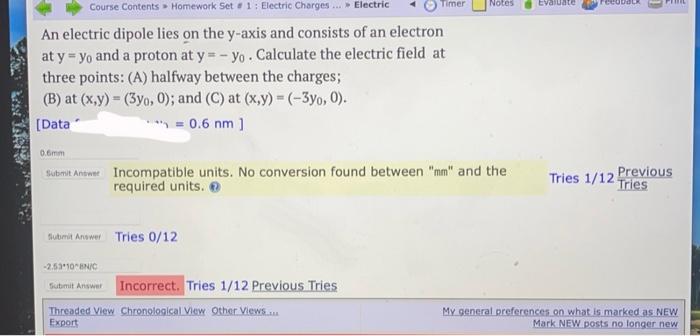 Solved Timer Course Contents Homework Set 1: Electric | Chegg.com