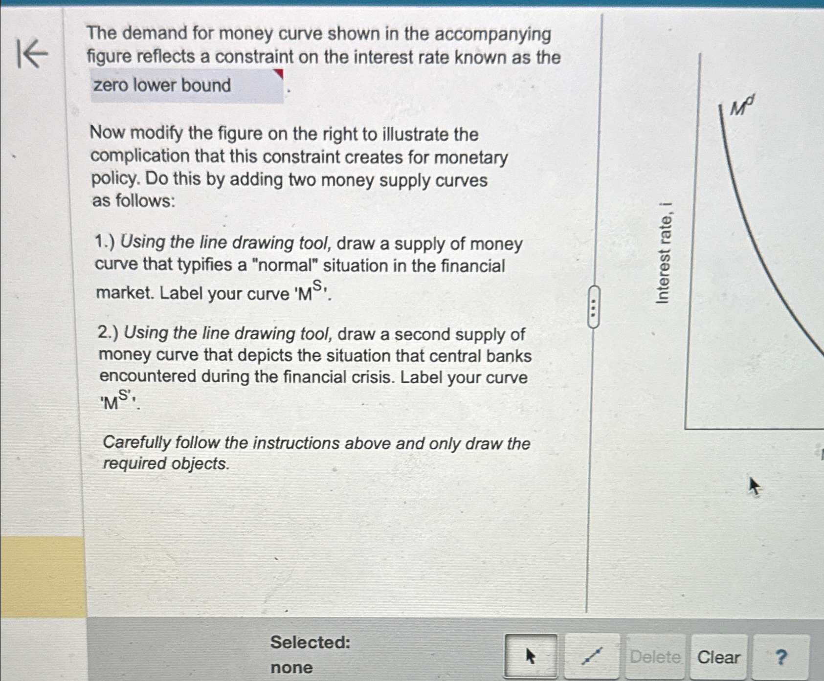 Solved The demand for money curve shown in the accompanying | Chegg.com