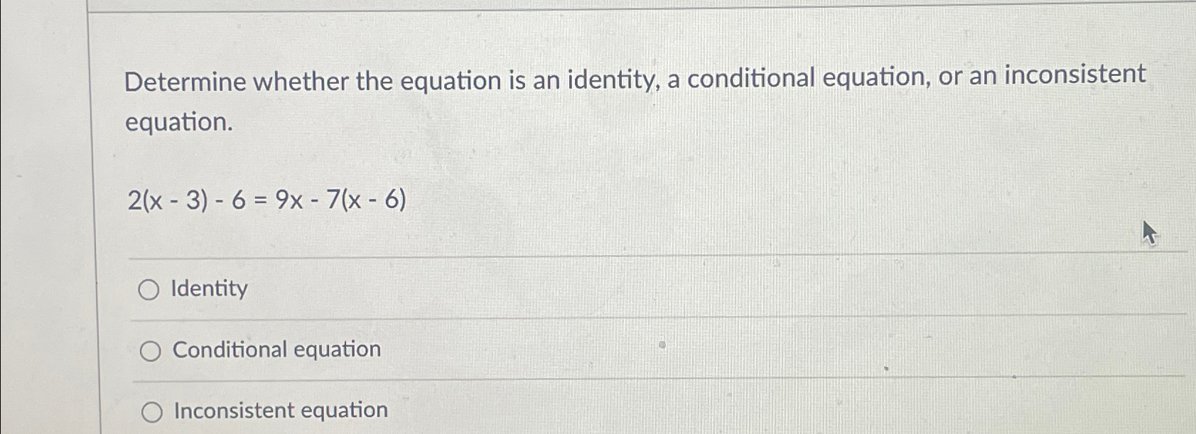 Solved Determine whether the equation is an identity, a | Chegg.com