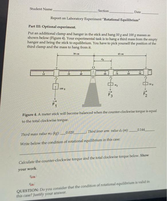 Report on Laboratory Experiment "Rotational | Chegg.com