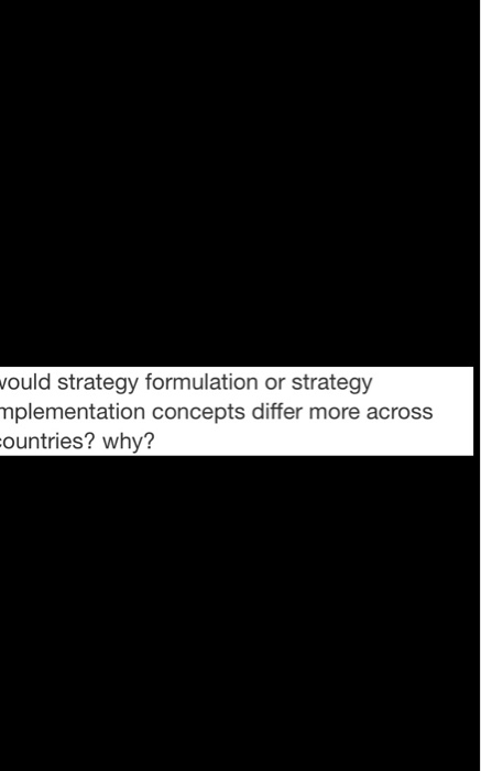 Solved vould strategy formulation or strategy mplementation | Chegg.com