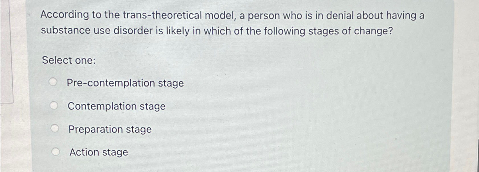 Solved According to the trans-theoretical model, a person | Chegg.com