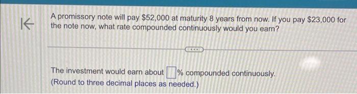 Solved A promissory note will pay $52,000 at maturity 8 | Chegg.com