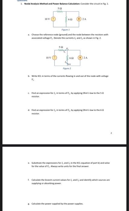Solved 1. Nodal Analysis Method and Power Balance | Chegg.com