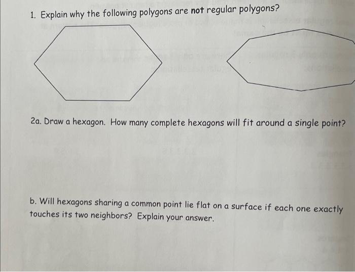 1. Explain why the following polygons are not regular | Chegg.com 1. Explain why the following polygons are not regular | Chegg.com