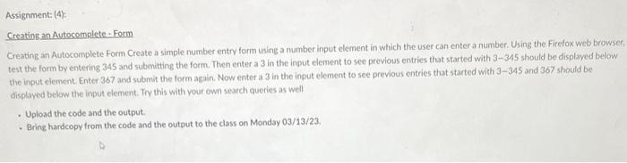Solved Creatiog an Autocomplete - Form Creating an | Chegg.com