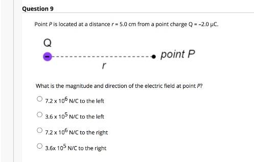 Solved Question 9 Point Pis located at a distance r = 5.0 cm | Chegg.com