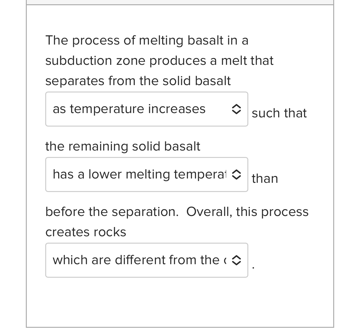 Solved The process of melting basalt in asubduction zone | Chegg.com