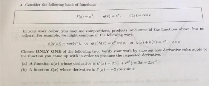 Solved 4. Consider the following bank of functions: | Chegg.com