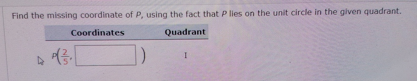 Solved Find the missing coordinate of P, ﻿using the fact | Chegg.com