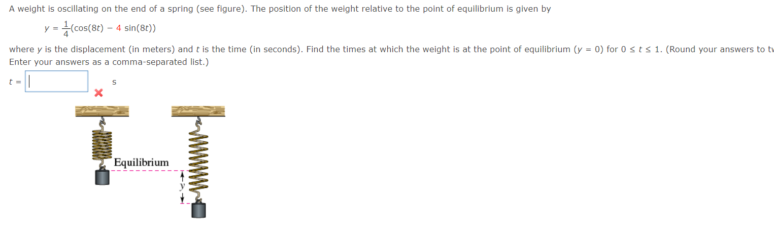 Solved A weight is oscillating on the end of a spring (see | Chegg.com
