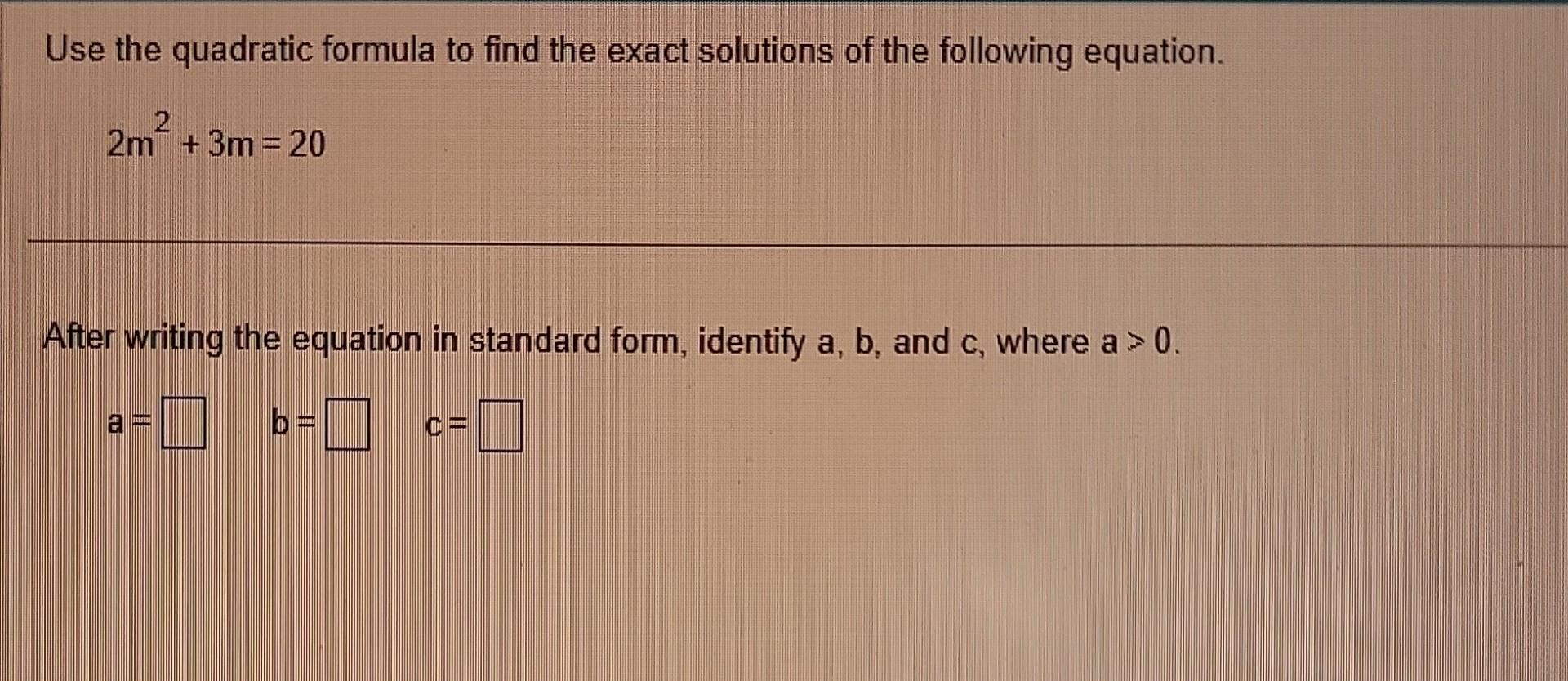Solved Use the quadratic formula to find the exact solutions | Chegg.com