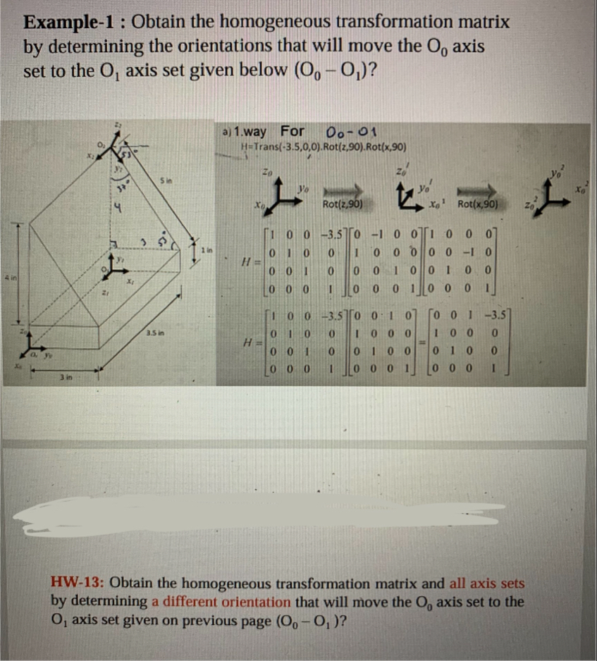Solved Example-1 ﻿: Obtain the homogeneous transformation | Chegg.com