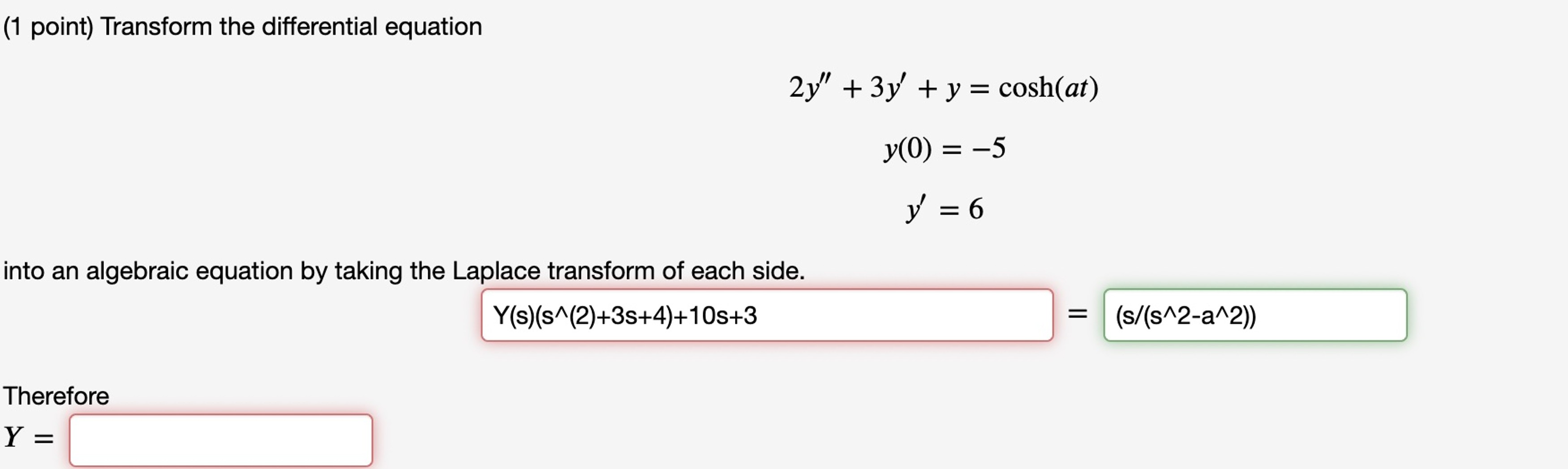 Solved (1 ﻿point) ﻿Transform the differential | Chegg.com