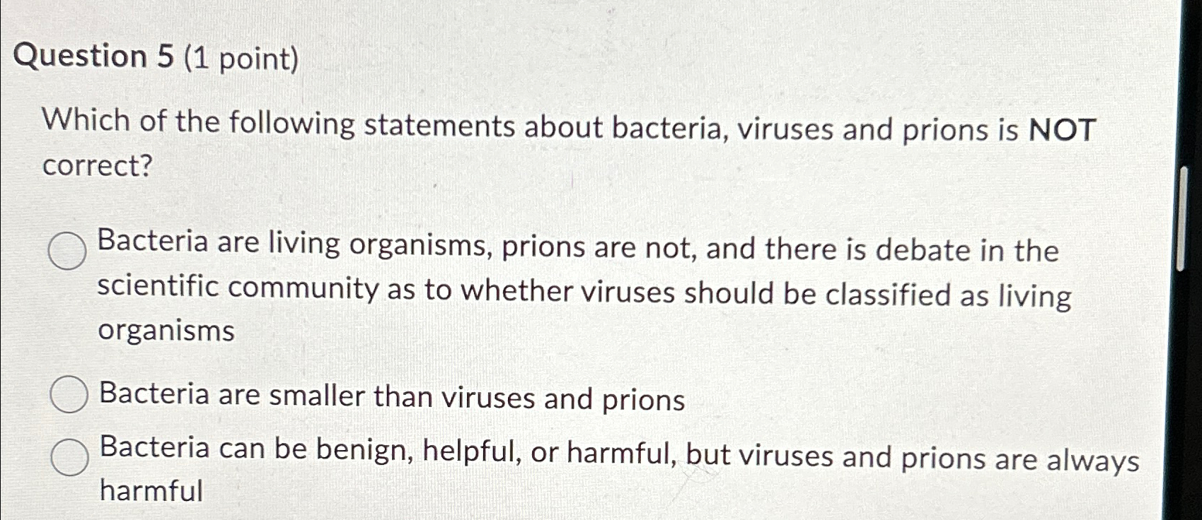 Solved Question 5 (1 ﻿point)Which of the following | Chegg.com
