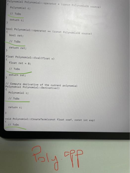 Solved i need the code of implementing polynomial in c++ | Chegg.com
